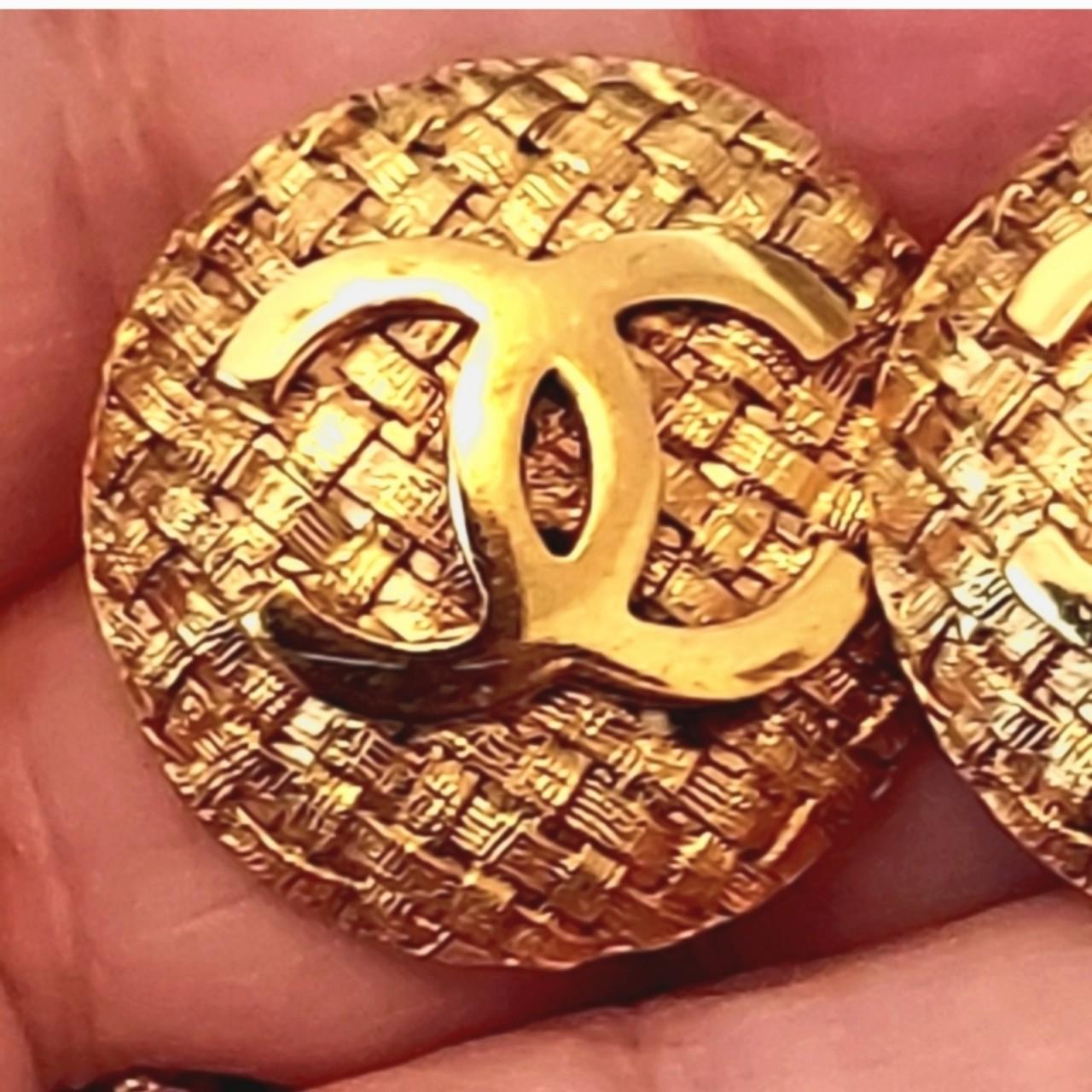 AUTHENTIC Chanel Weave CC Logo Clip On... - Depop