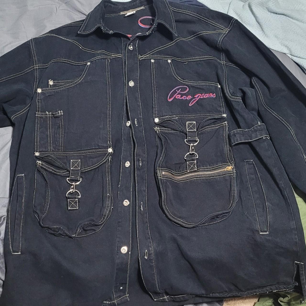 Paco sport jean jacket, long fitting, missing a... - Depop