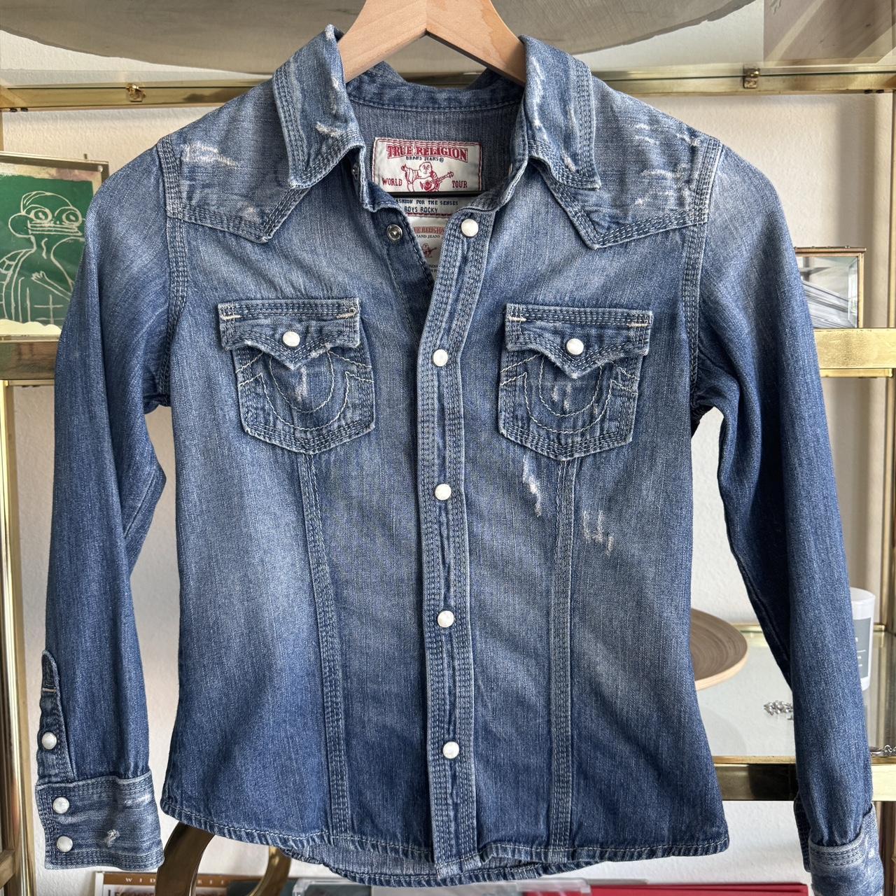 2000s True Religion Button Down Snap Shirt Size XS... - Depop