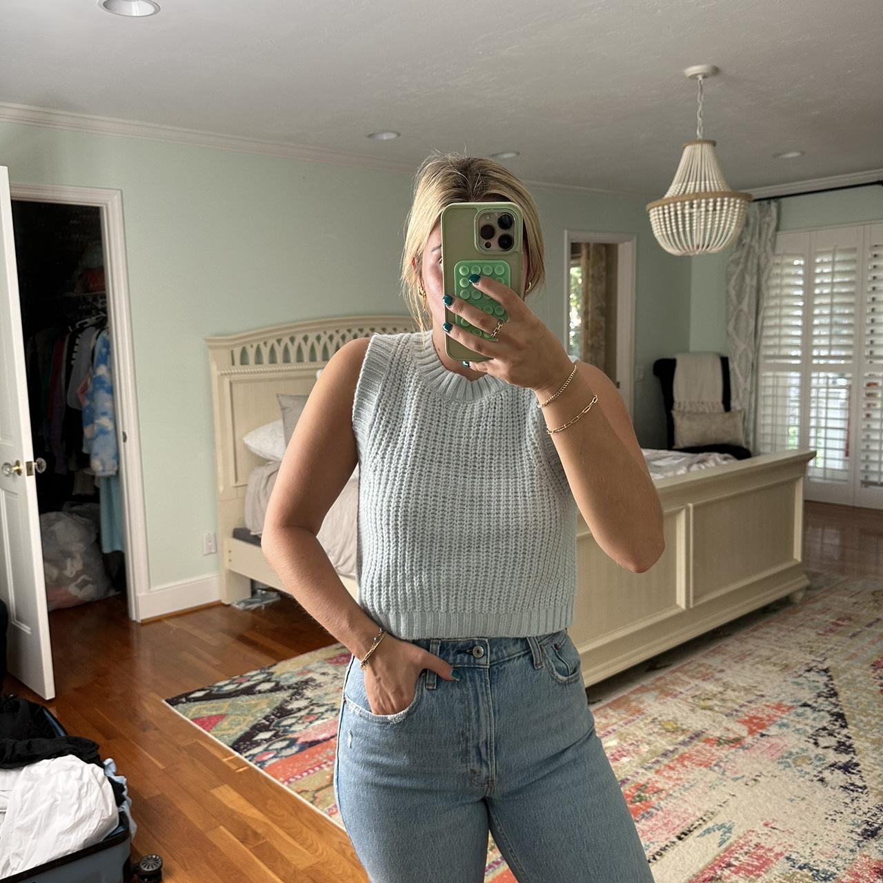 Super soft and comfy light blue sweater vest... - Depop