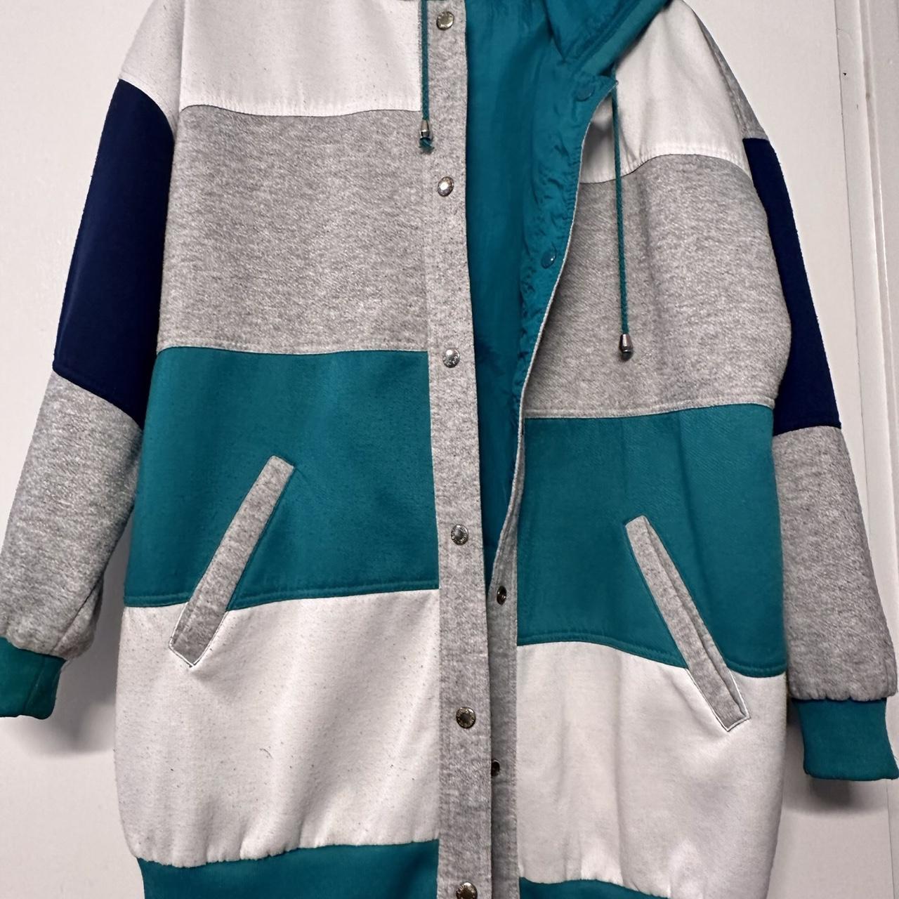 Vintage 80s retro color patch pattern jacket.... - Depop