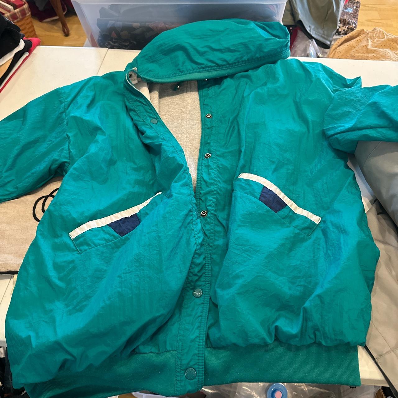 Vintage 80s retro color patch pattern jacket.... - Depop