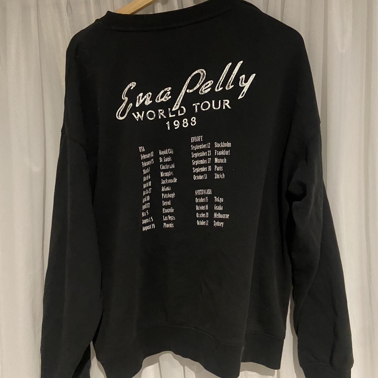 Black and white Ena Pelly World Tour 1988 crewneck... - Depop