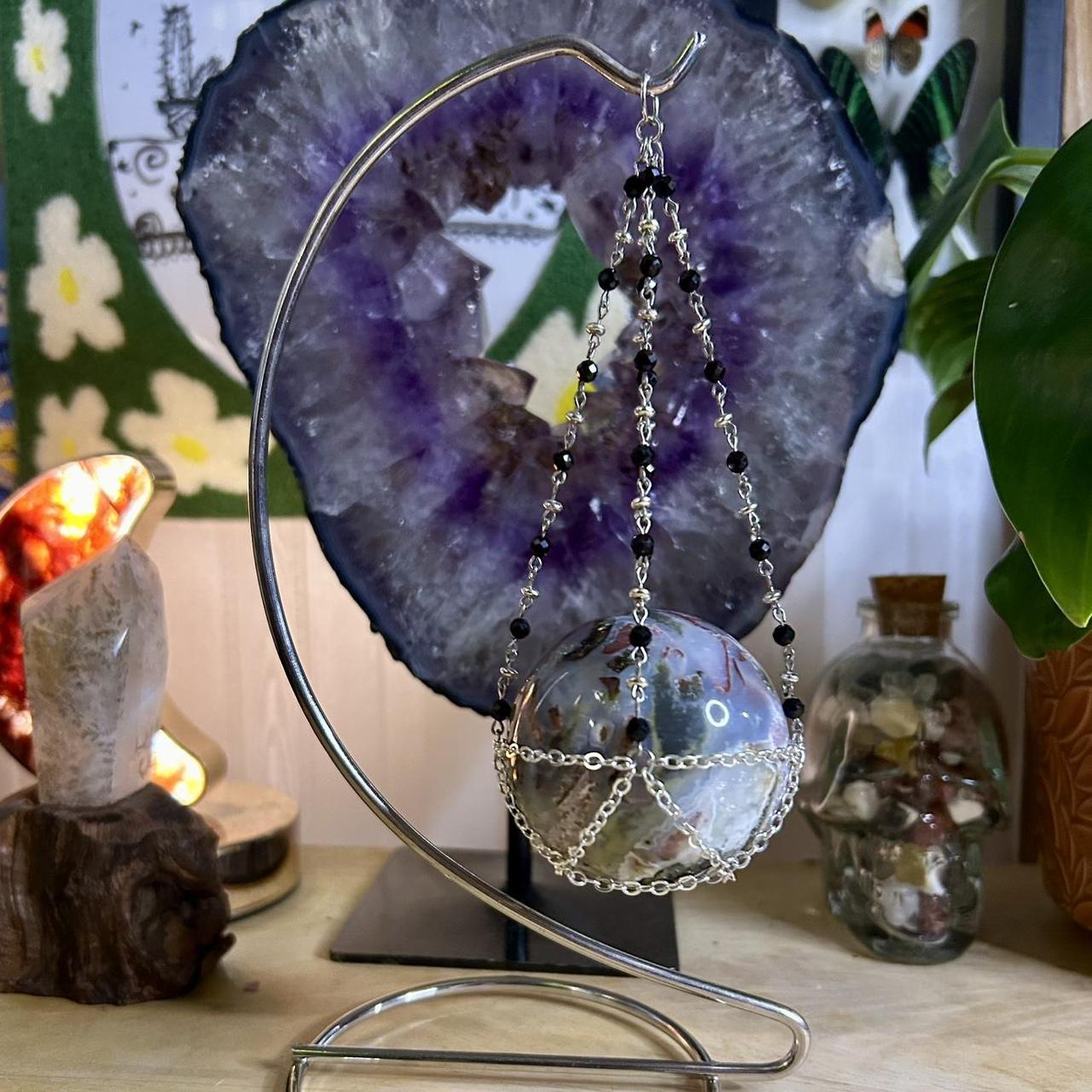 Silver Crystal Sphere Beaded Hanger/Holder Without... | Depop