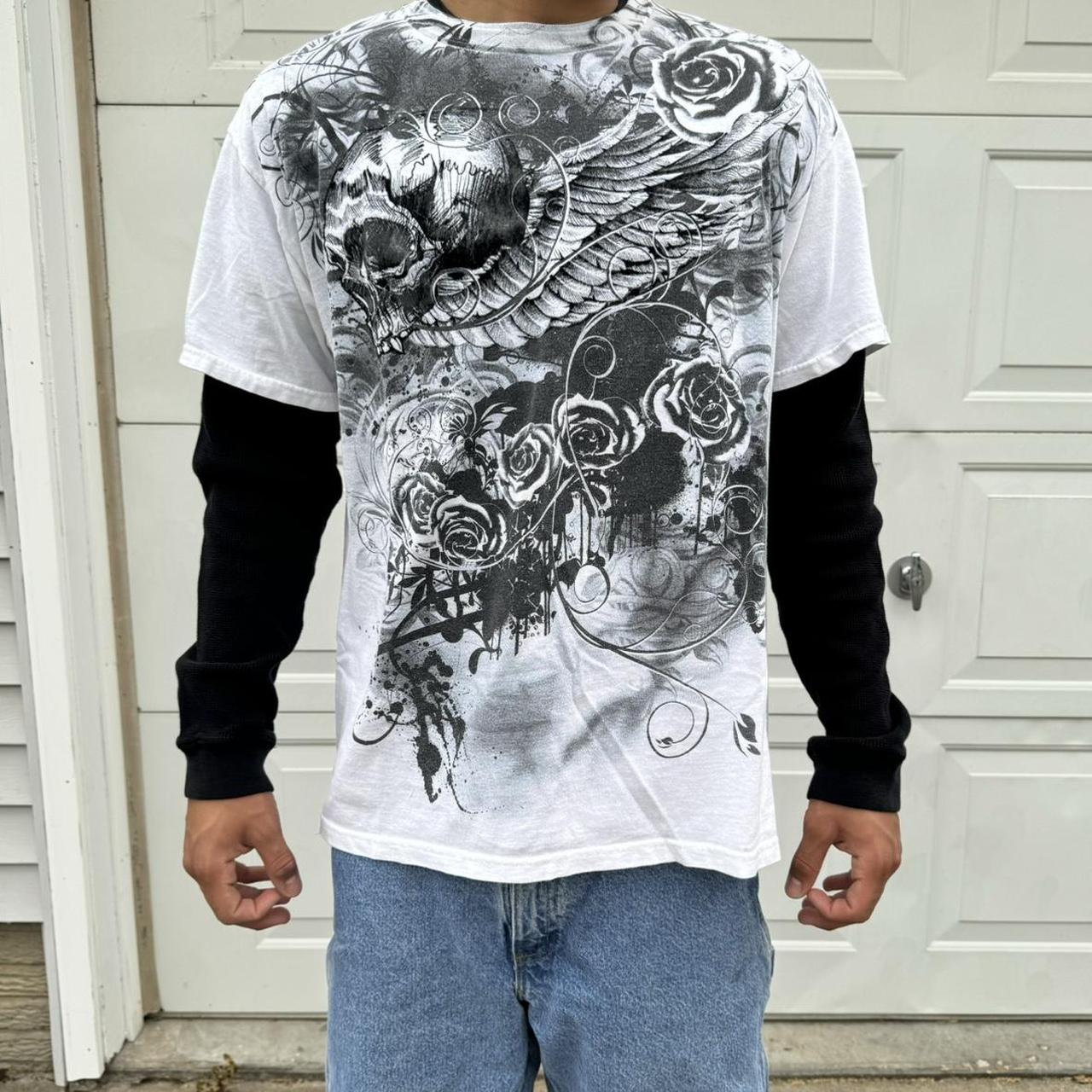 Y2K grunge skull shirt Description🔥 Crazy skull... - Depop