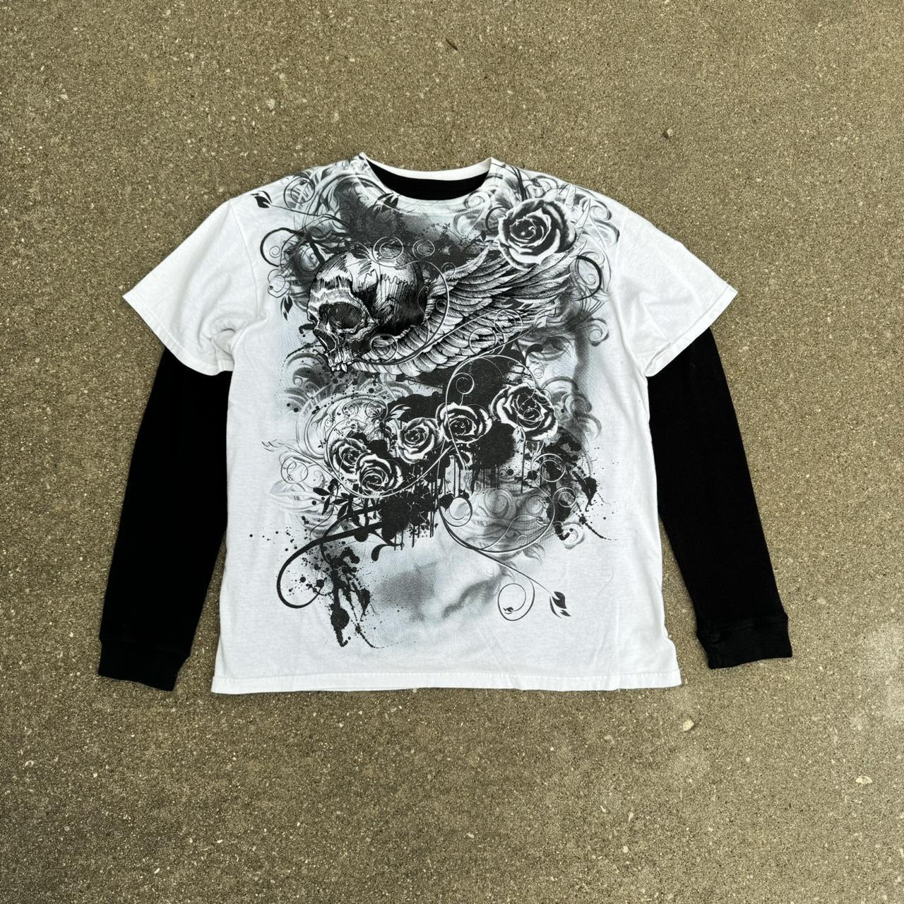 Y2K grunge skull shirt Description🔥 Crazy skull... - Depop