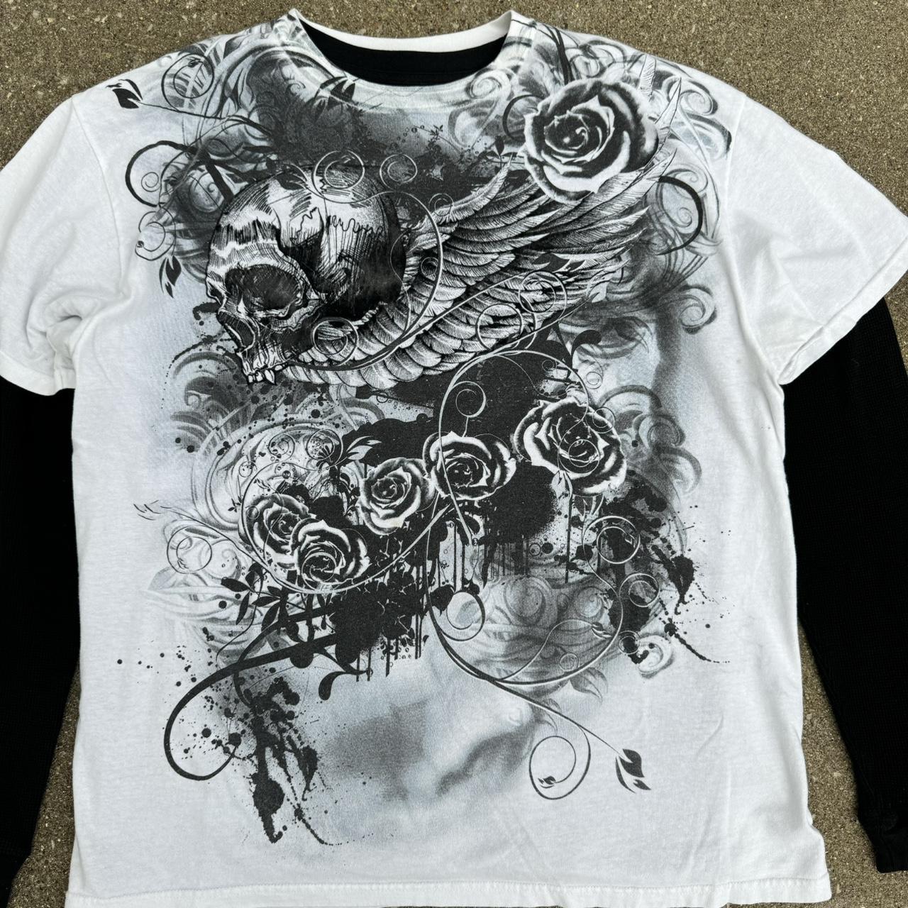 Y2K grunge skull shirt Description🔥 Crazy skull... - Depop