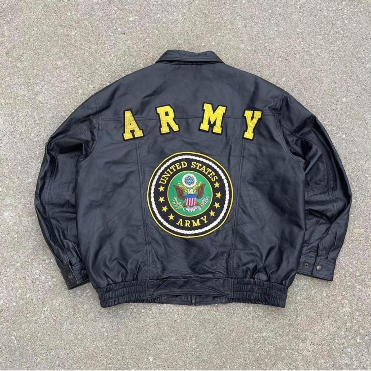 Vintage 90s US army leather bomber jacket 90s army... | Depop