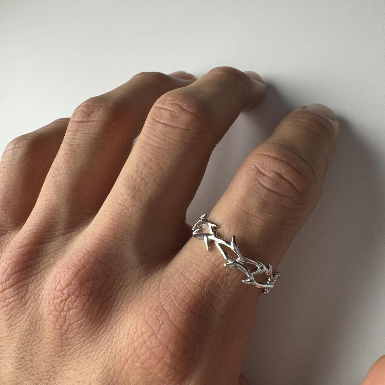 Y2K style silver thorn ring Adjustable sizing... - Depop