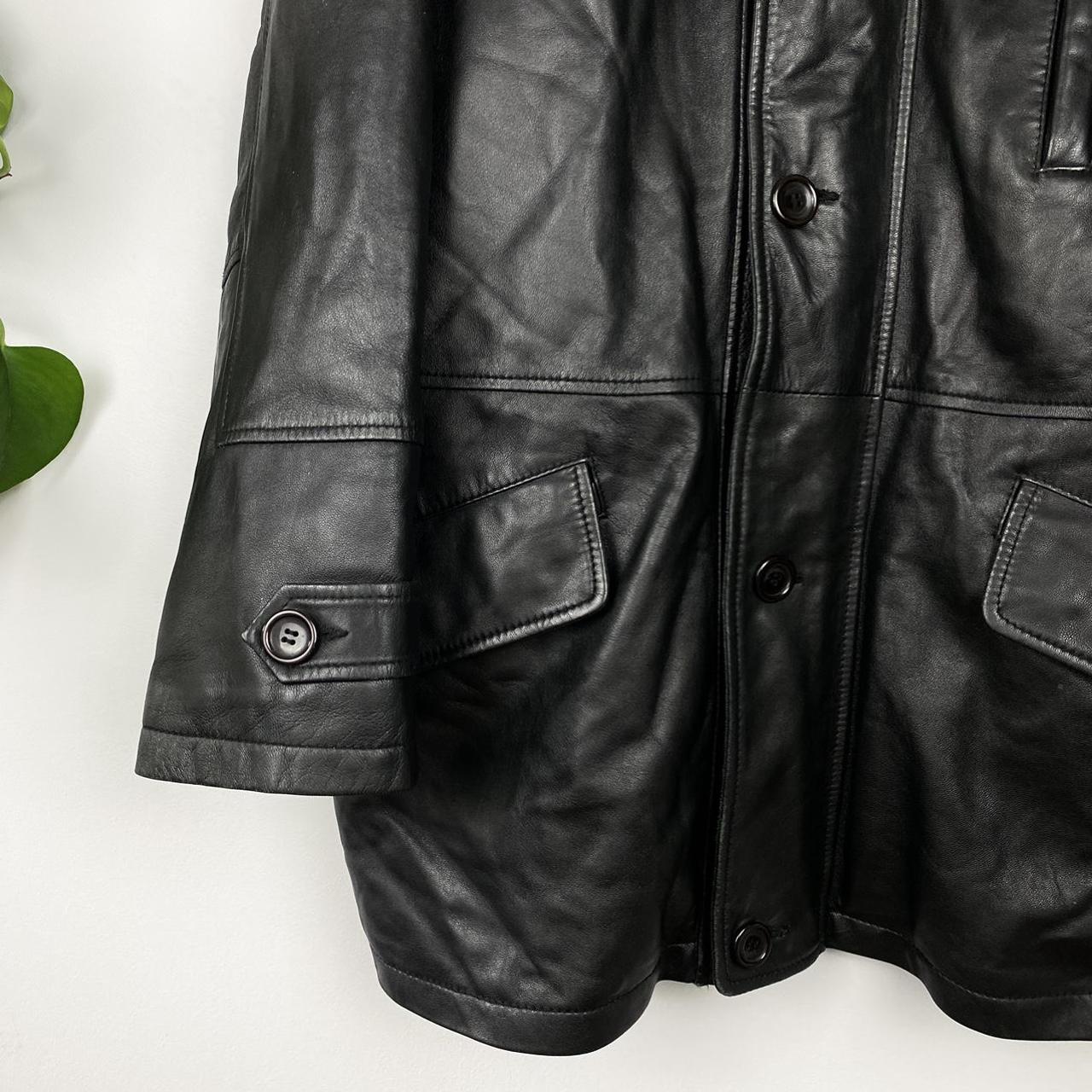 vintage leather coat jacket matrix style •size:... - Depop