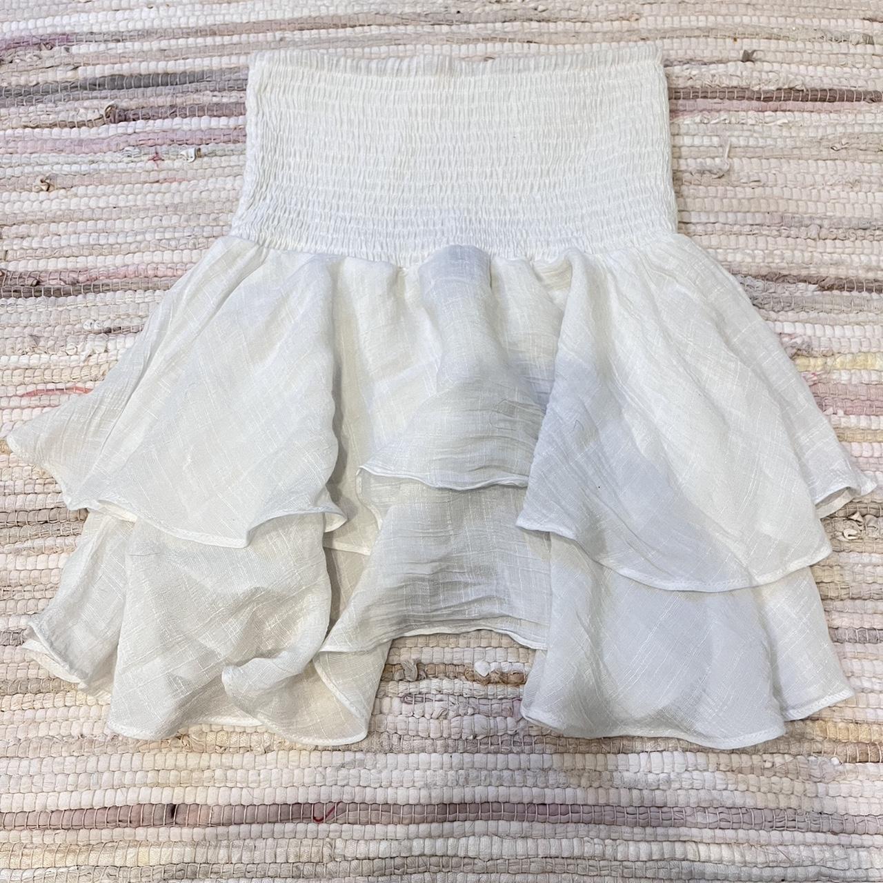 adorable white flowy skirt could be worn as a top... - Depop