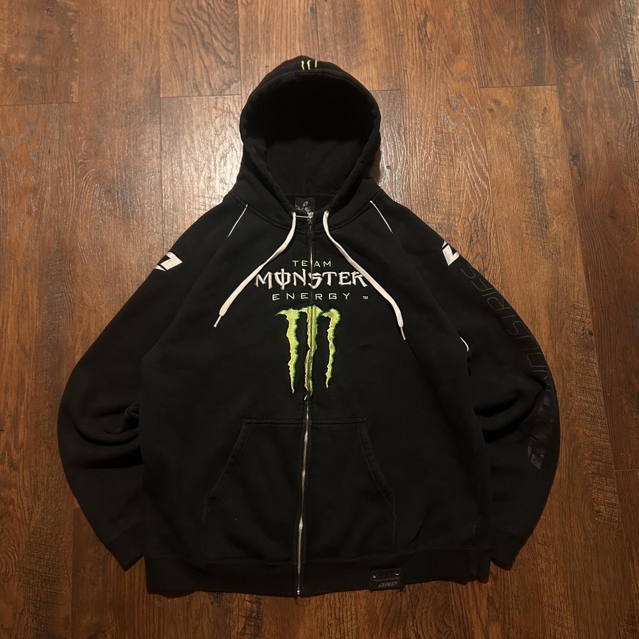 Y2K Team Monster Energy Zip Up Hoodie Size... - Depop