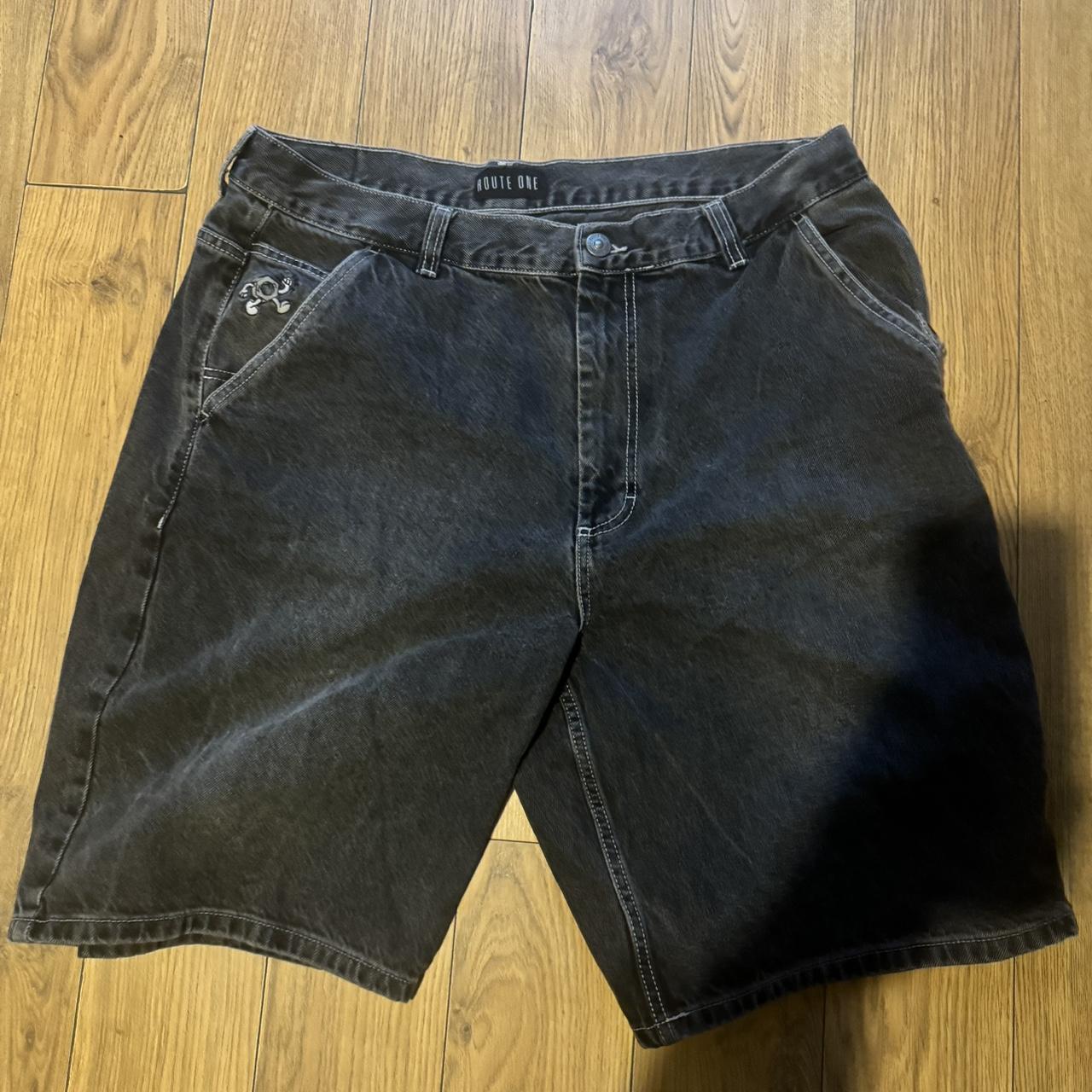 route one jorts black, sick piece, excellent... - Depop