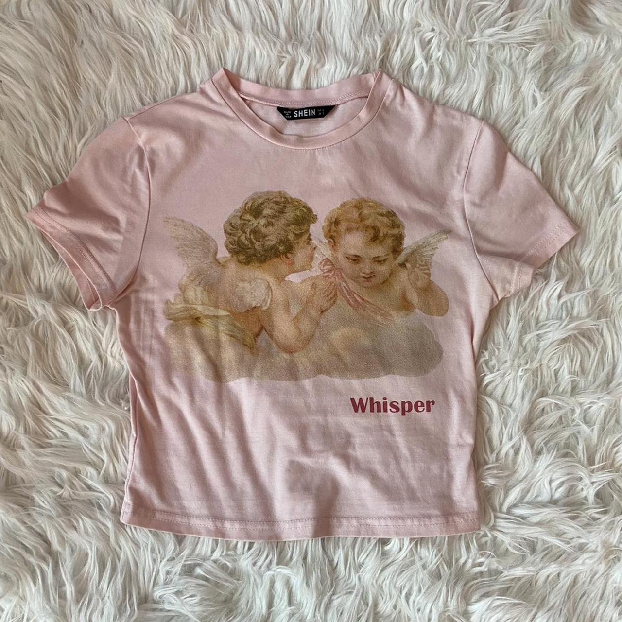 super cute pink baby tee with angels💗👼🏼 thrifted by... - Depop