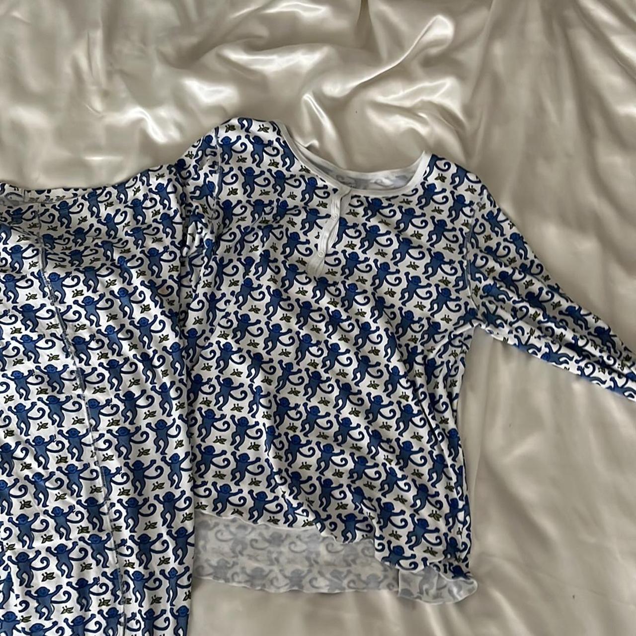 Roller Rabbit Women's White and Blue Pajamas | Depop