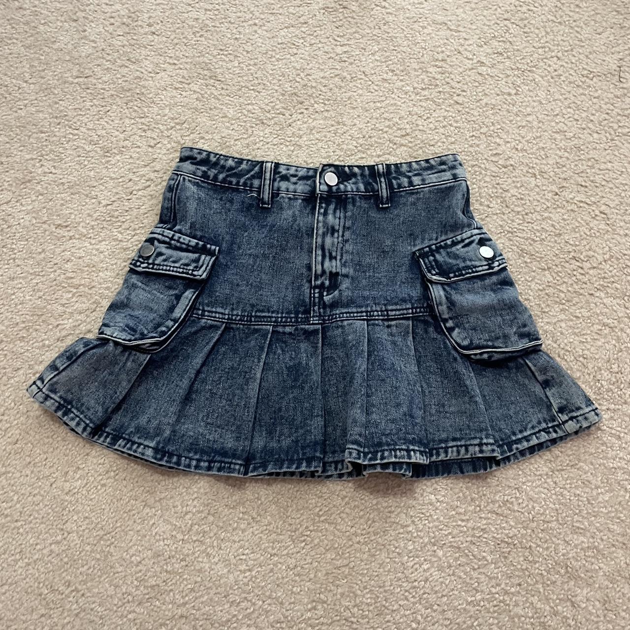 Pleated Denim Skirt Y2K Coquette Indie Kidcore Emo... - Depop