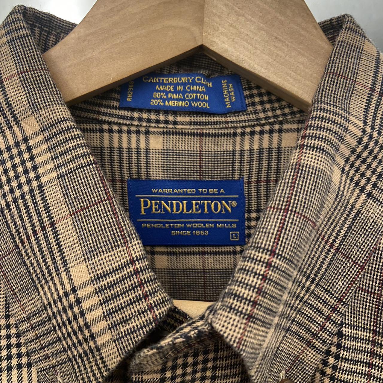 Pendleton Men's Cream and Brown Top | Depop
