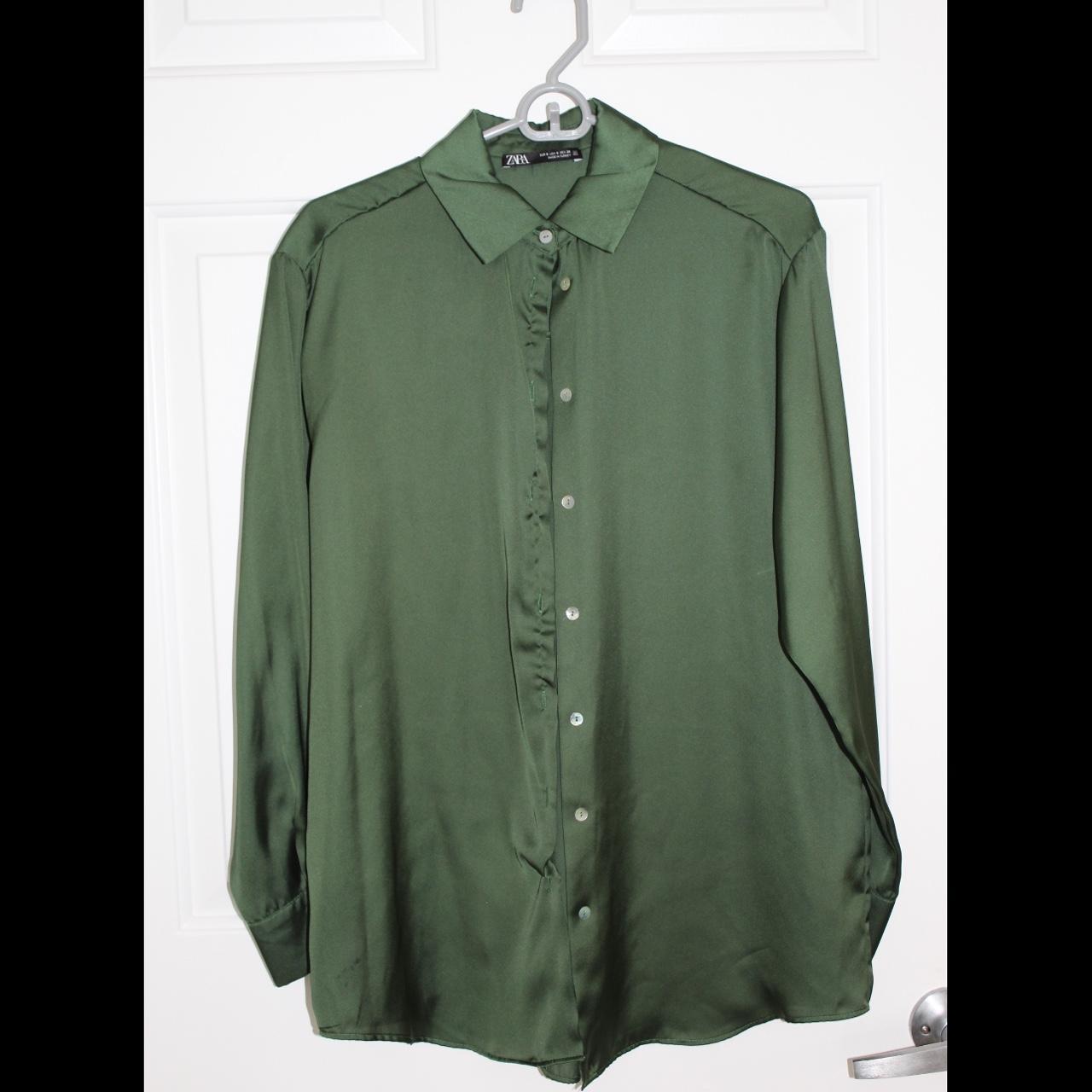 Zara Green Work Shirt - Depop
