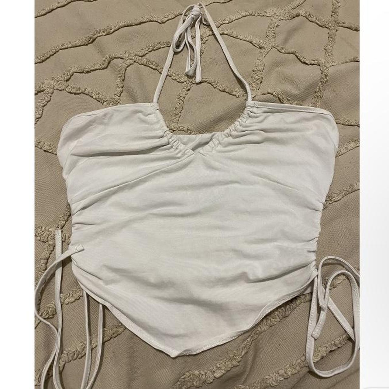 white drawstring tube top worn once, no flaws, just... - Depop