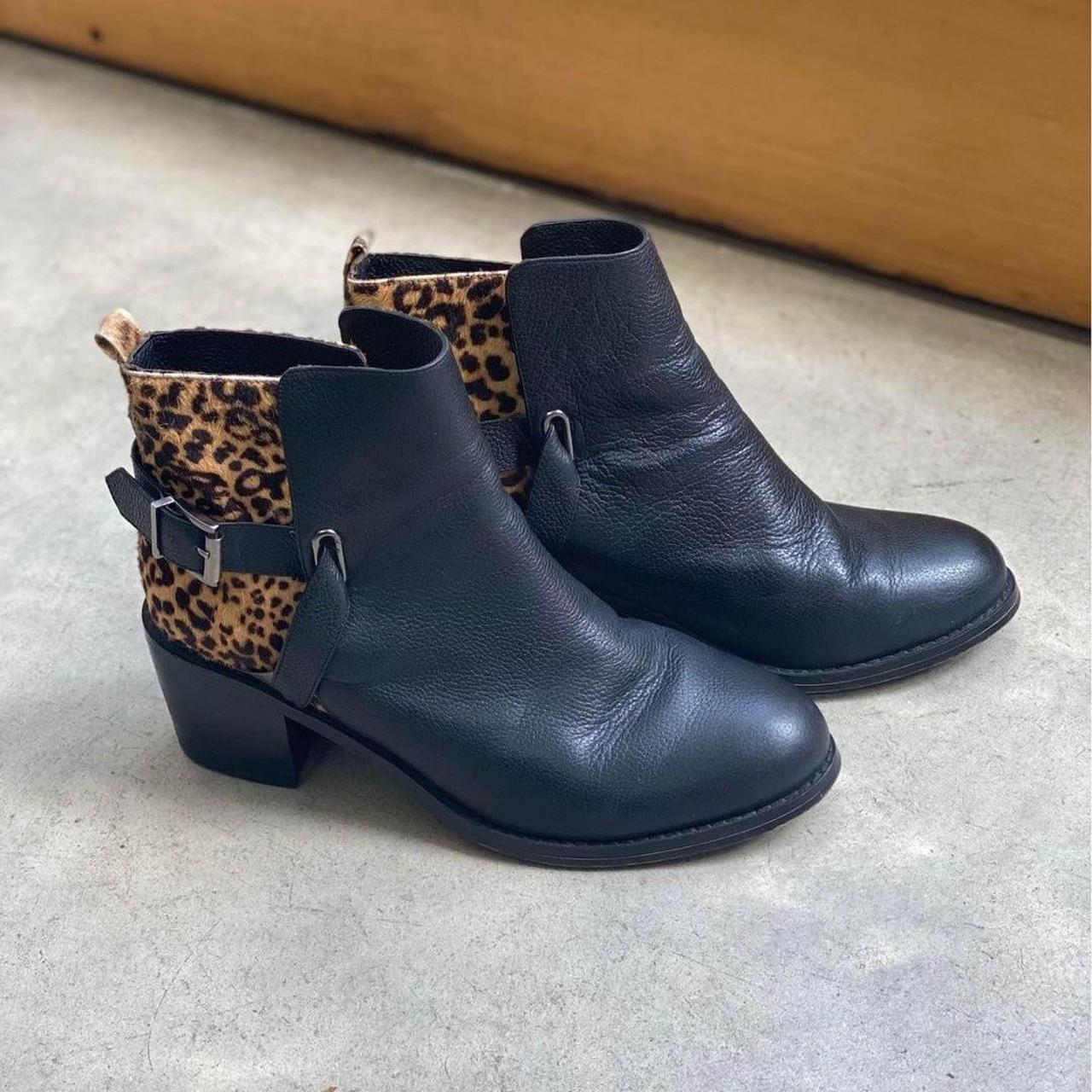 SENSO Leopard-print and Black Leather ankle boots -... - Depop