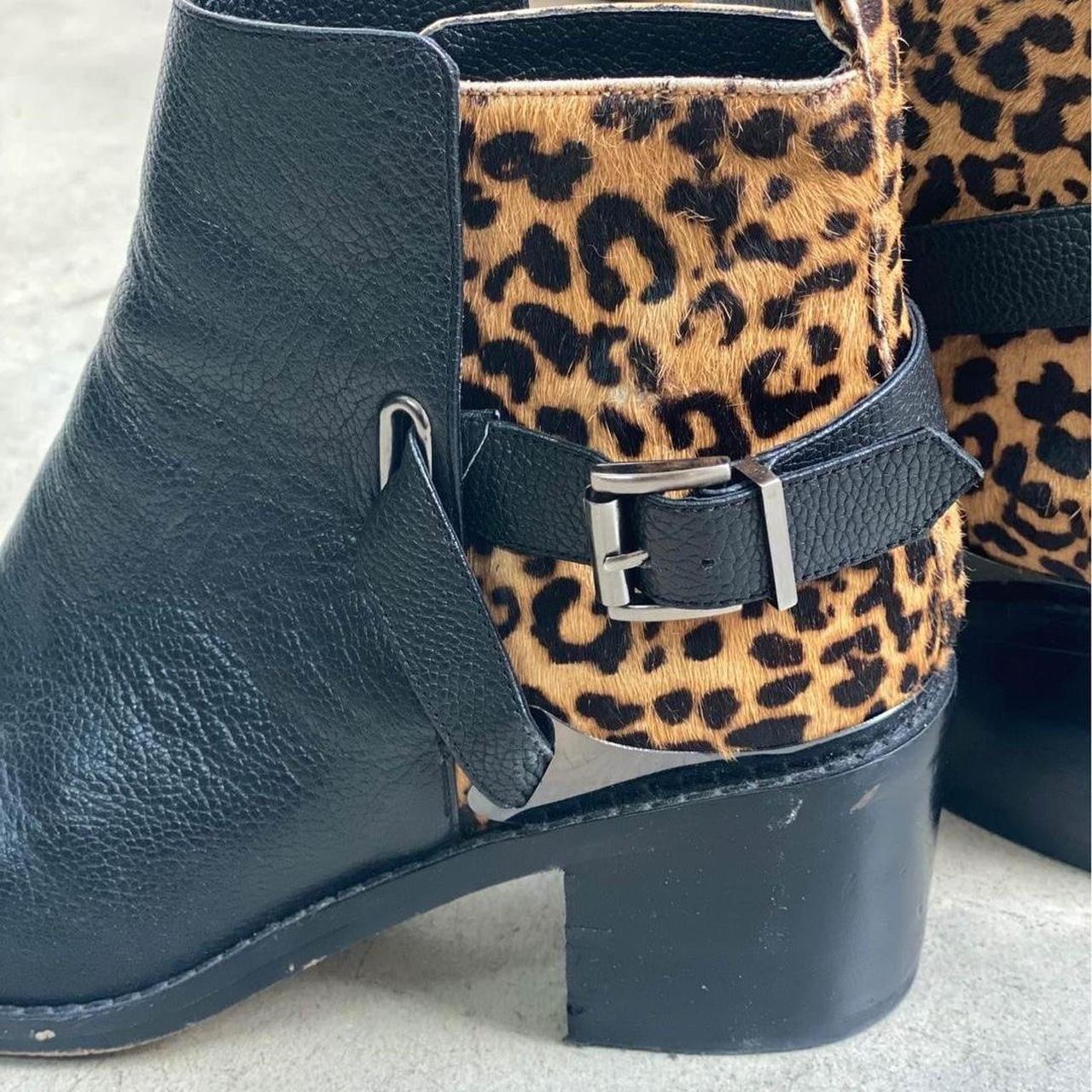 SENSO Leopard-print and Black Leather ankle boots -... - Depop