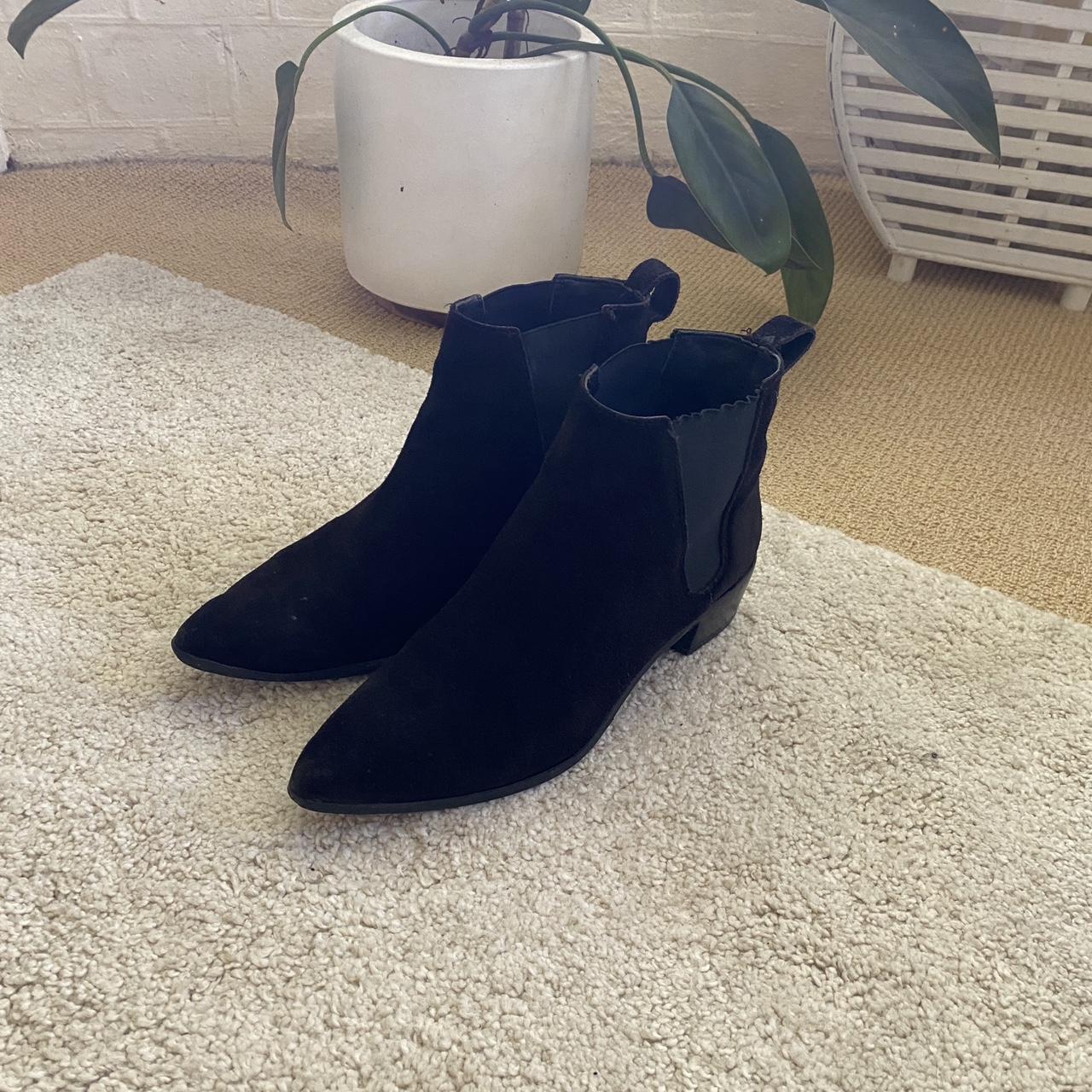 Country Road black suede ankle boots size 39 AUS... - Depop