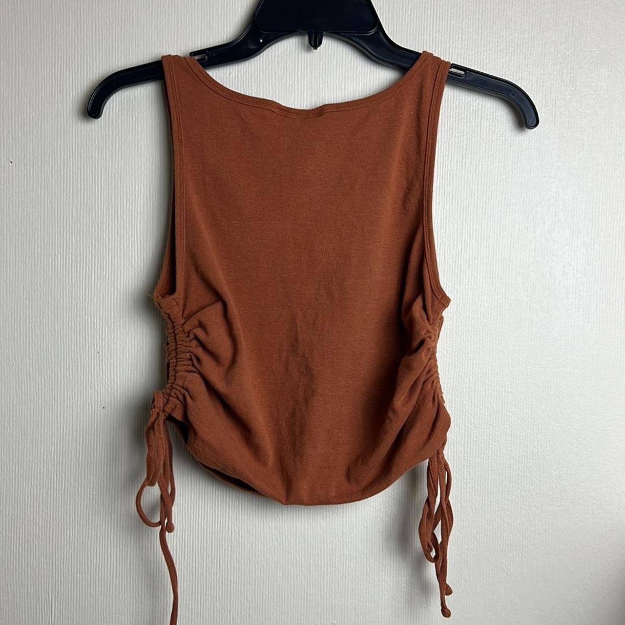 Mighty Fine cinch side tie top with embroidered Sun... - Depop