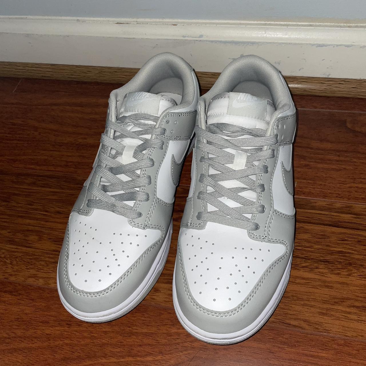 nike jordan grey fog dunks low size 8.5... - Depop