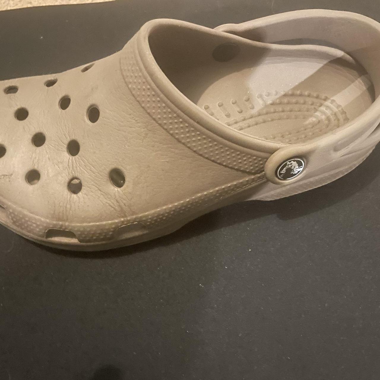 Old but decent tan looking crocs idk the colour tbf... - Depop