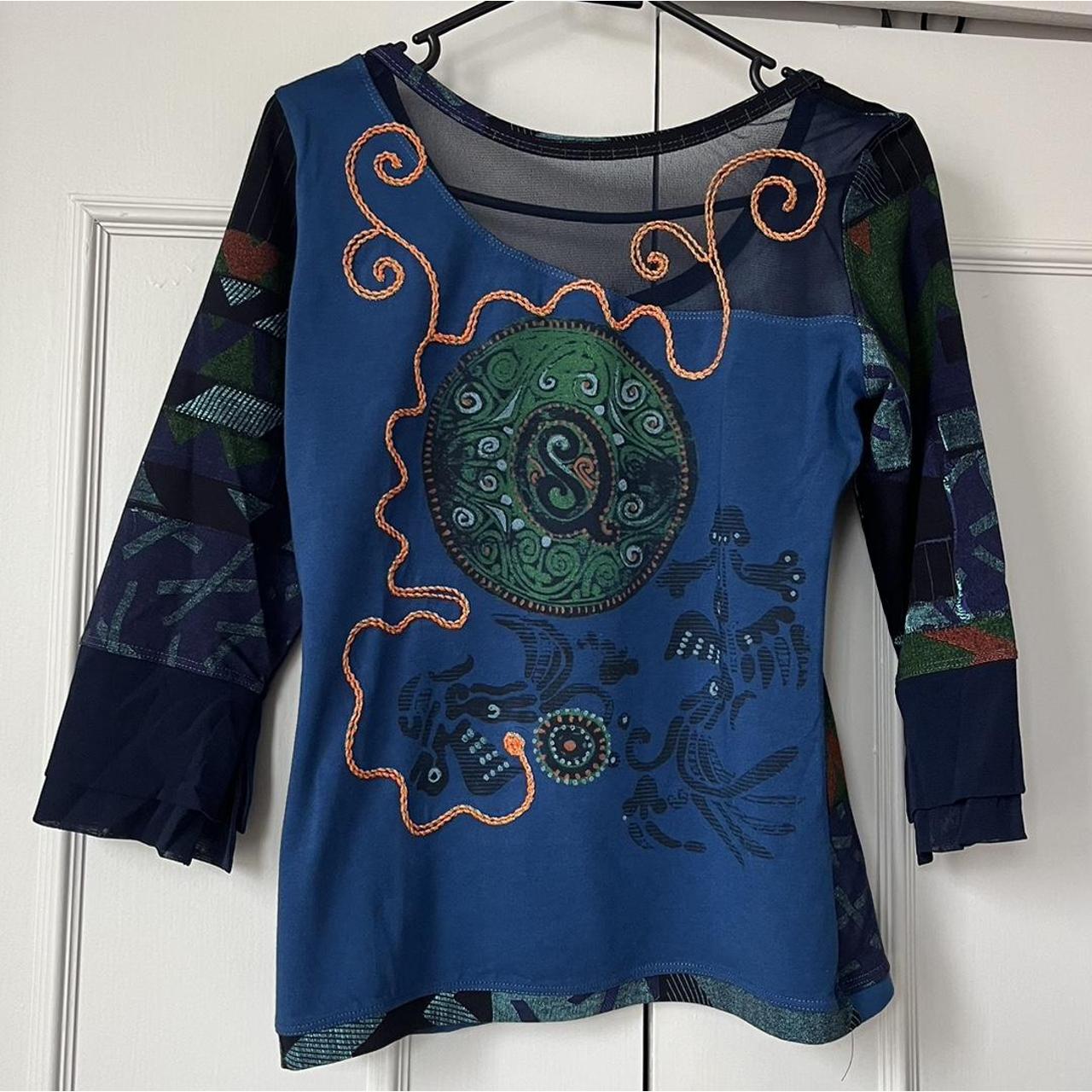 Save the queen top with embroidery Mesh cut out... - Depop