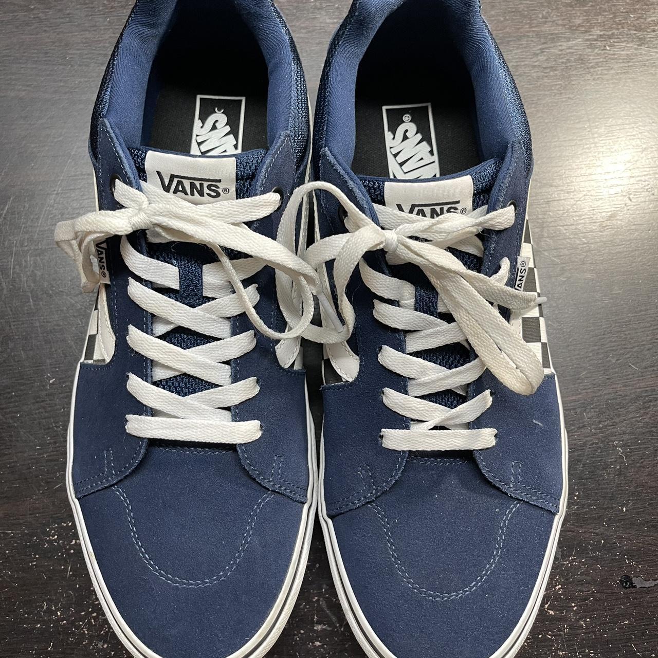 Vans Fillmore navy checkered Size: 12 Condition:... - Depop