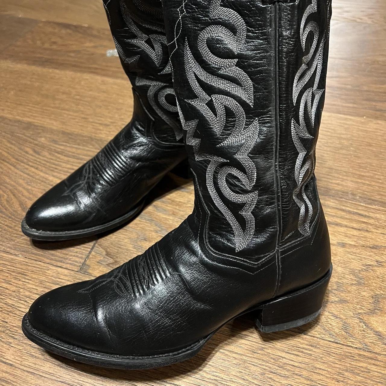 Dan Post Men's Black and White Boots | Depop