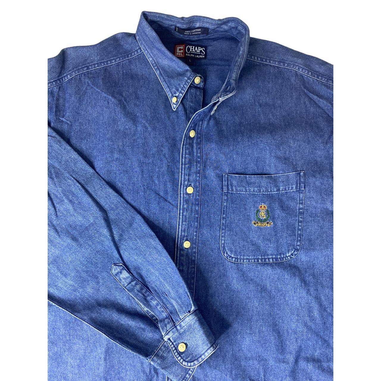 Chaps Ralph Lauren Men's Button-Down Shirt L Blue... - Depop