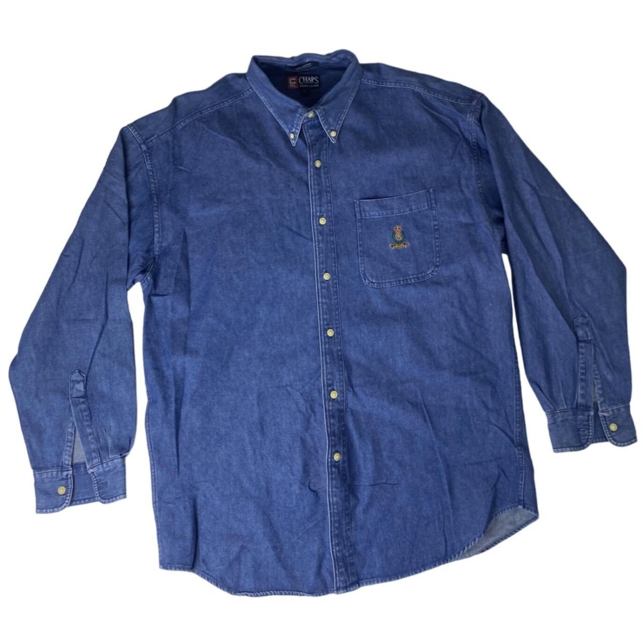 Chaps Ralph Lauren Men's Button-Down Shirt L Blue... - Depop
