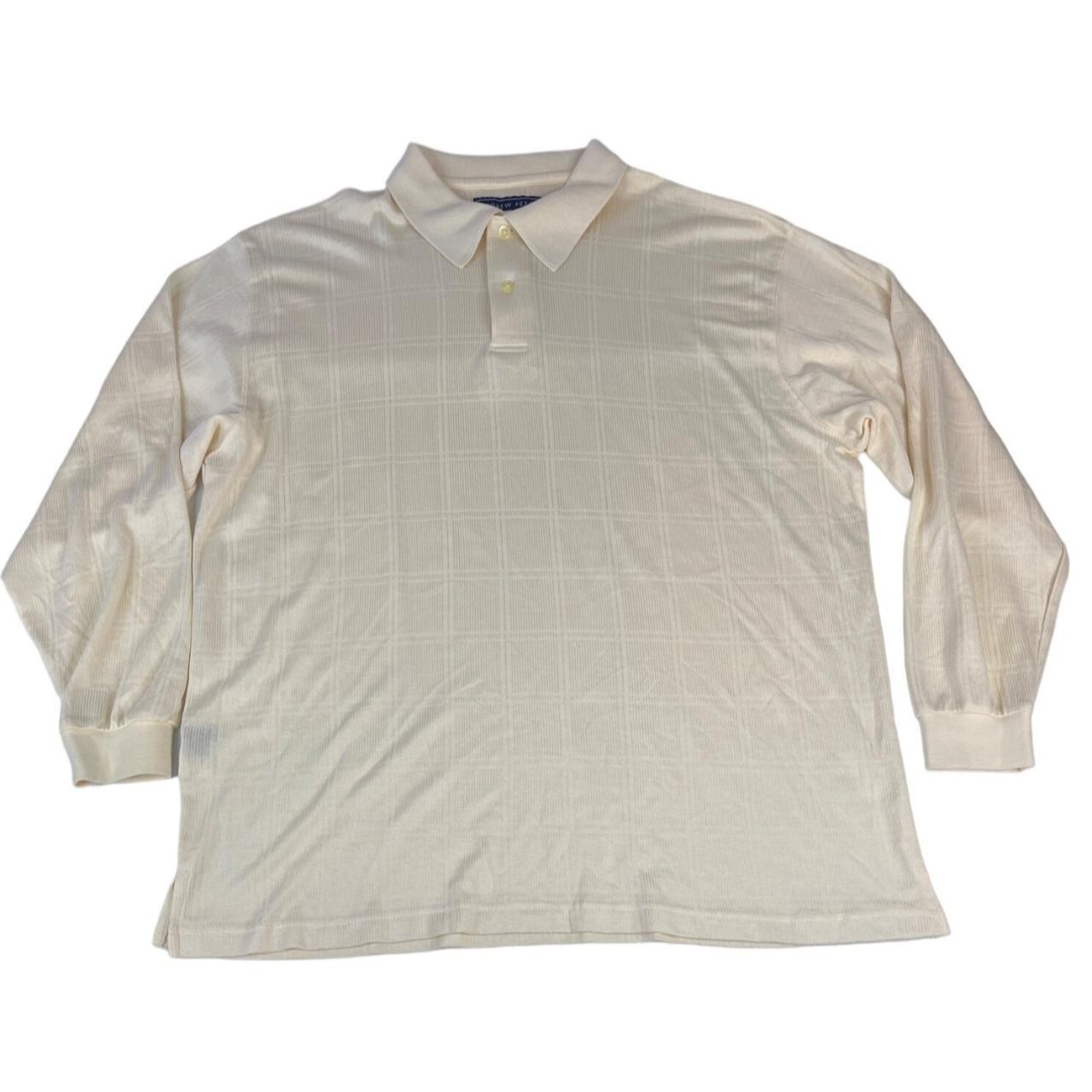 Andrew Fezza Men's Polo Shirt Long Sleeve XL Cream... - Depop