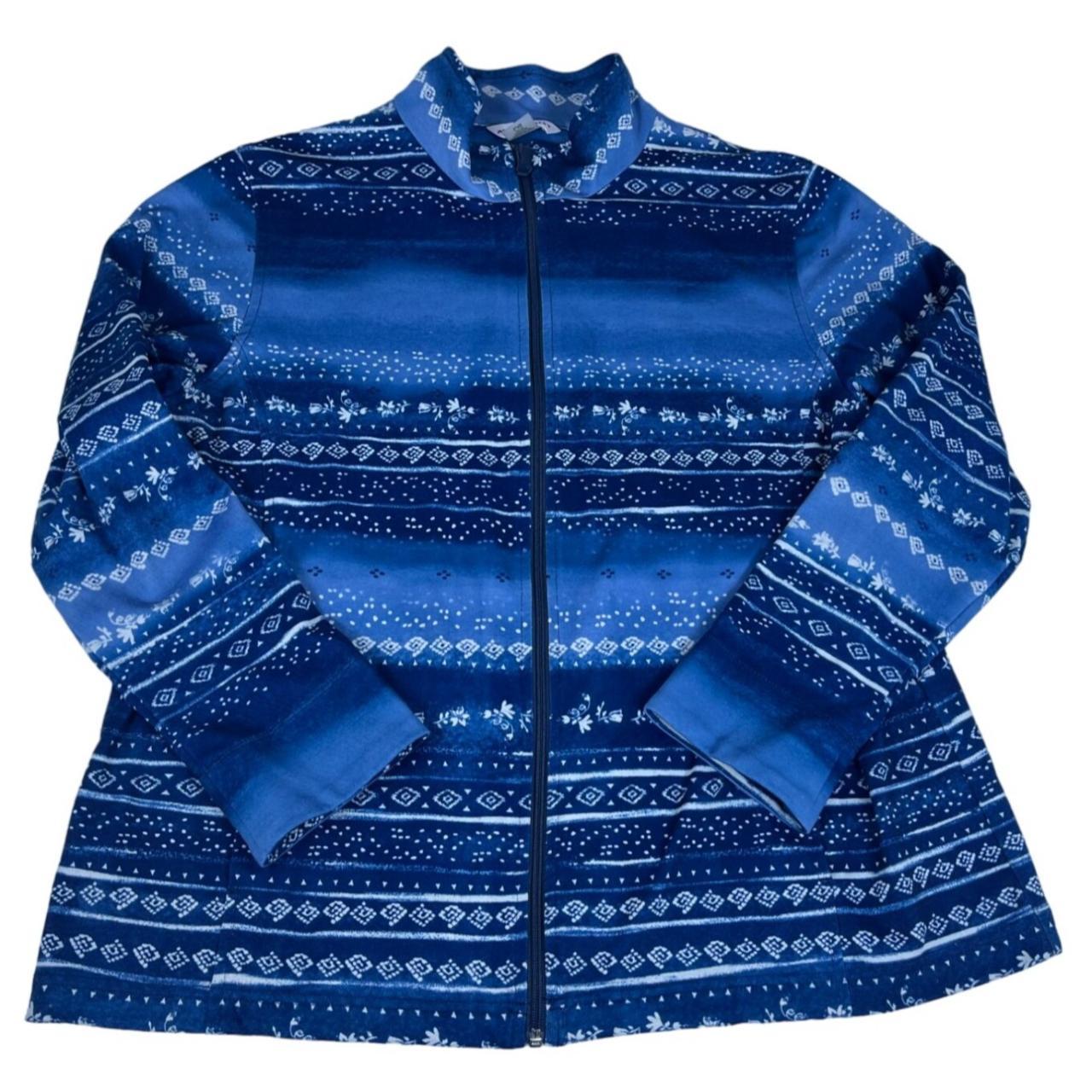 Allison Daley Floral Tribal Zip Up Jacket Women's L... - Depop