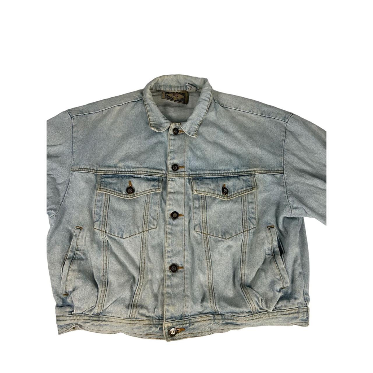 Express Jean Vintage Jacket Blue Fade Button Up Long... - Depop