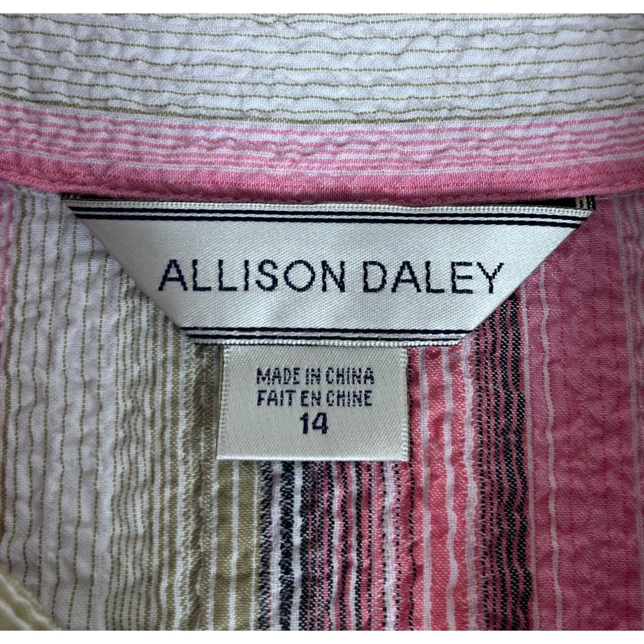Allison Daley Striped Crinkle Button Up Shirt Womens... - Depop