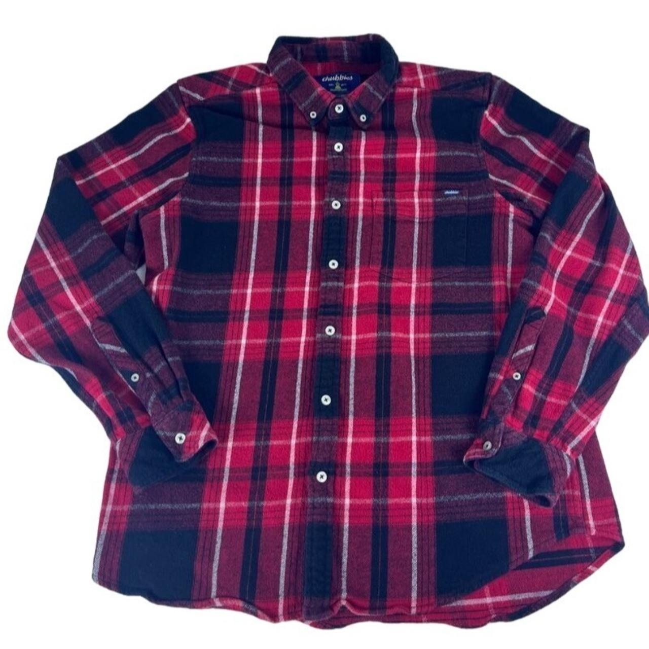 Chubbies Men's Shirt Top Red Black Plaid Button Up... - Depop