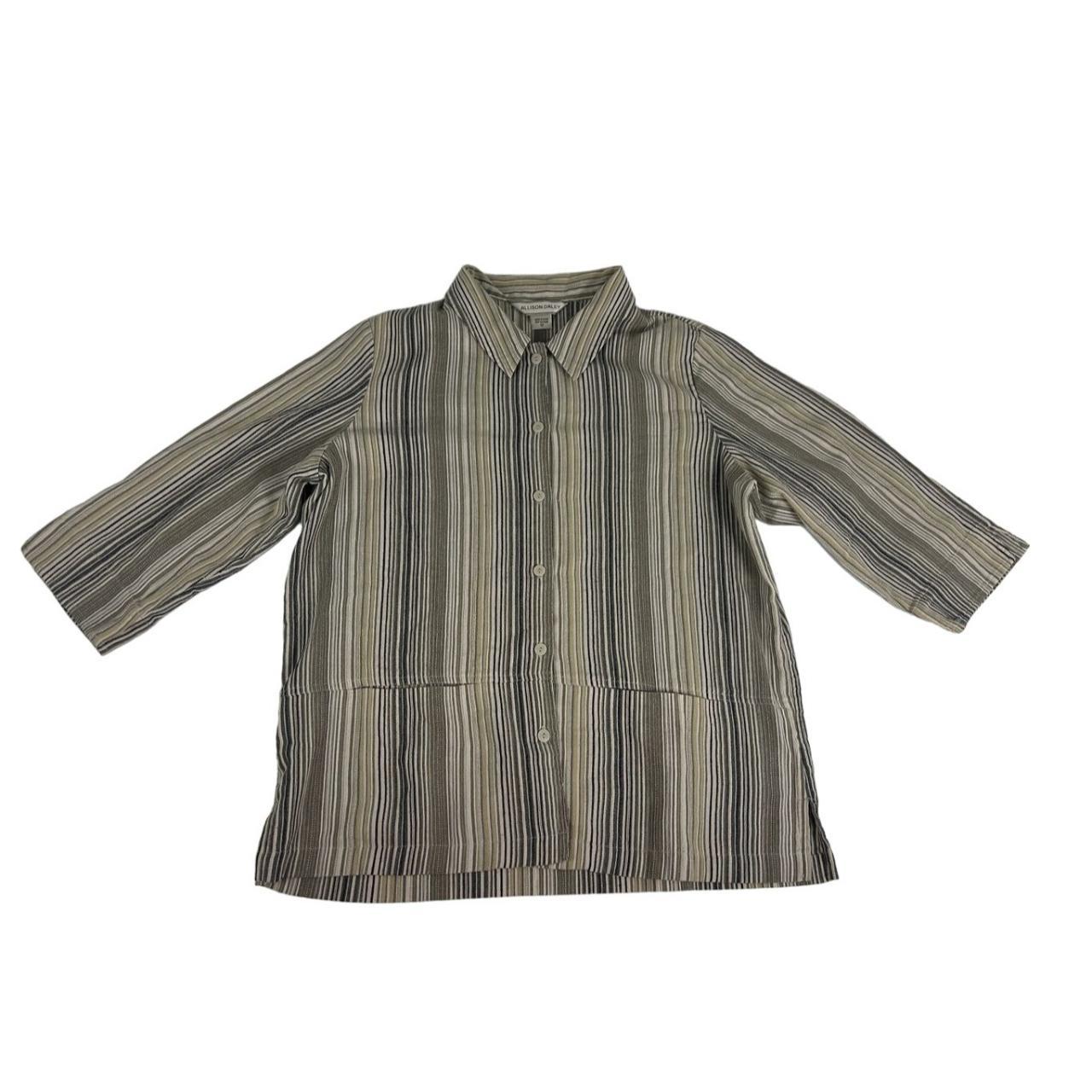 Allison Daley Shirt Brown Striped Quarter Sleeve... - Depop