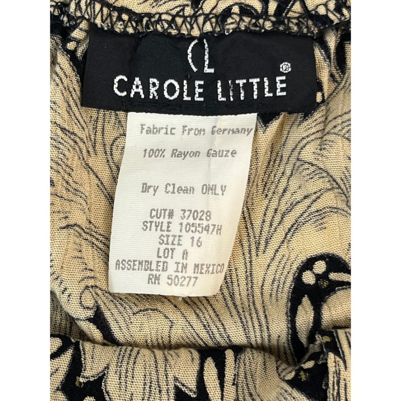 Carole Little Brown Gauze Tiered Print Embellished... - Depop