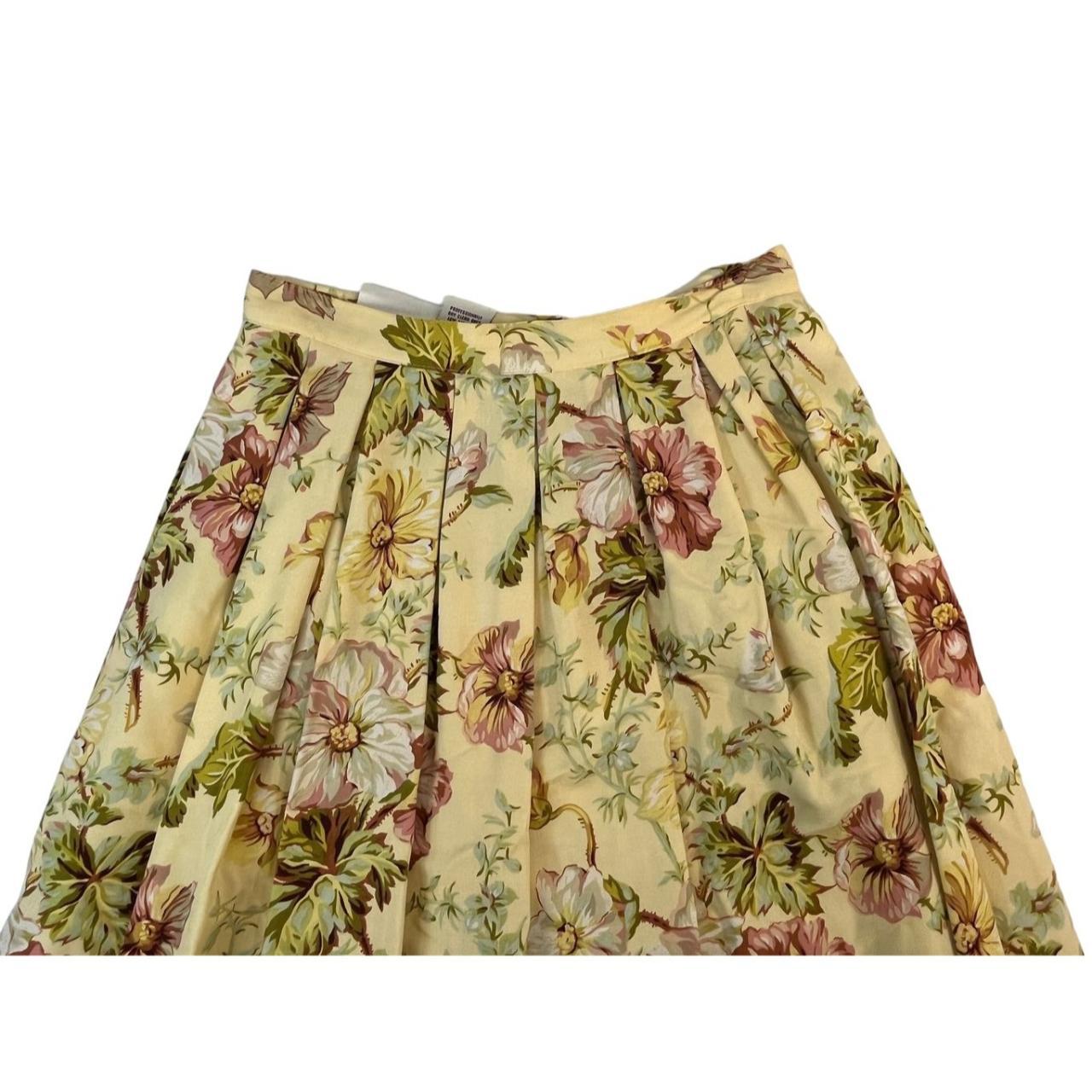Susan Bristol Women's Skirt Yellow Floral Pleated... - Depop