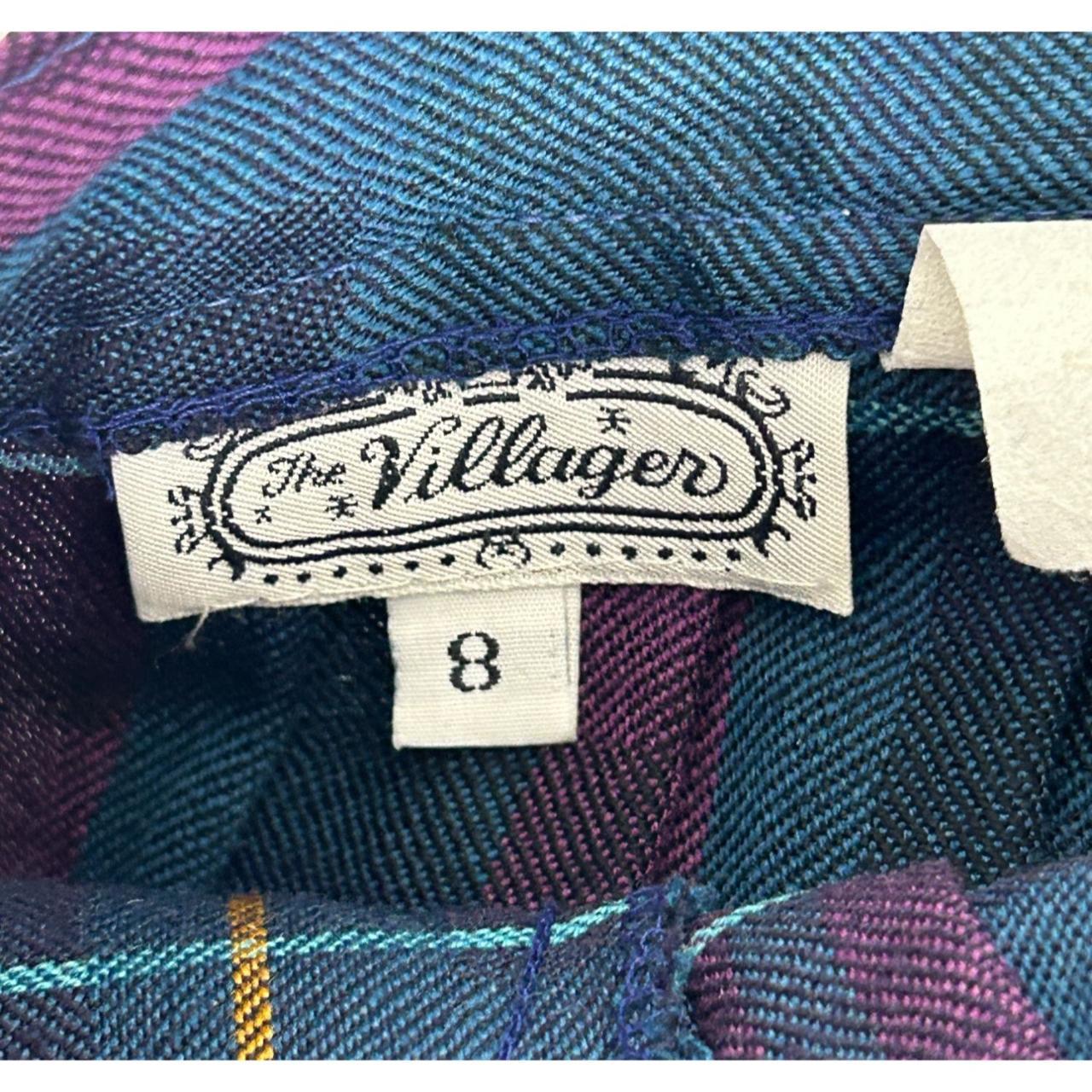 Vintage The Villager Linen Plaid Pleated Skirt... - Depop