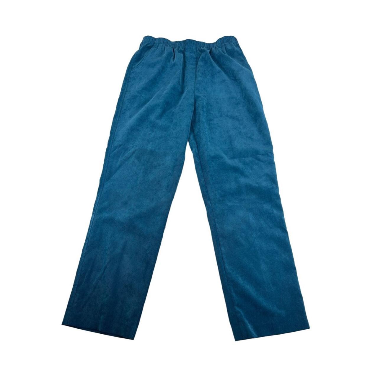 Allison Daley Women's Pants Blue Velvet Stretch... - Depop