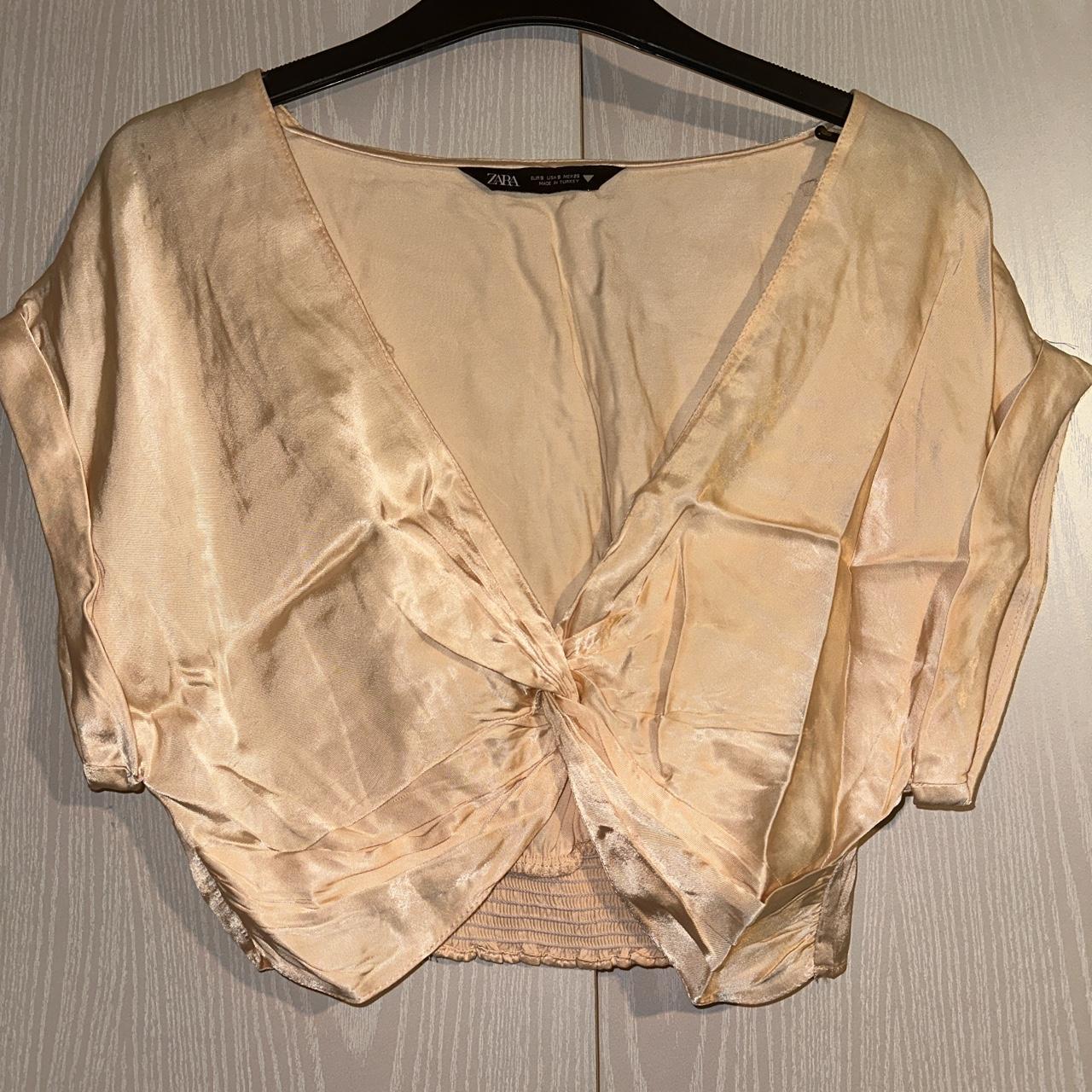 Zara Cream Silk Skirt and Crop Top Set SOLD AS A... - Depop