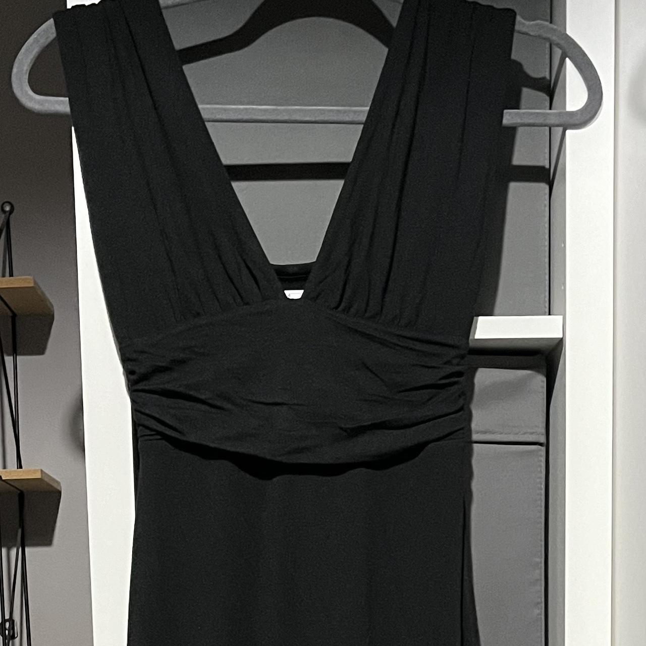 Black Oh Polly Plunge Neck Ruched Waist Jumpsuit Depop