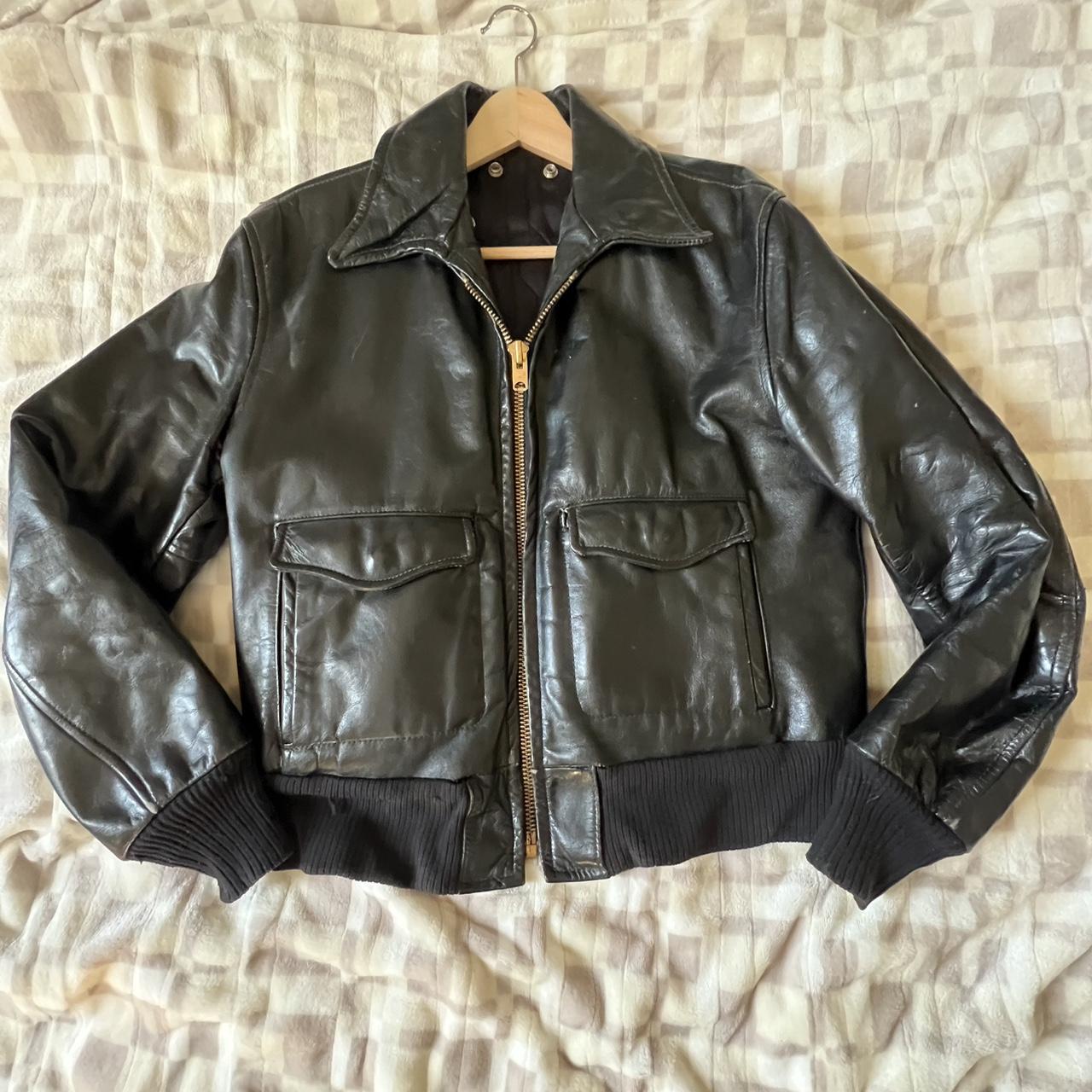Vintage 50s/60s CHP leather bomber jacket. Seller... | Depop