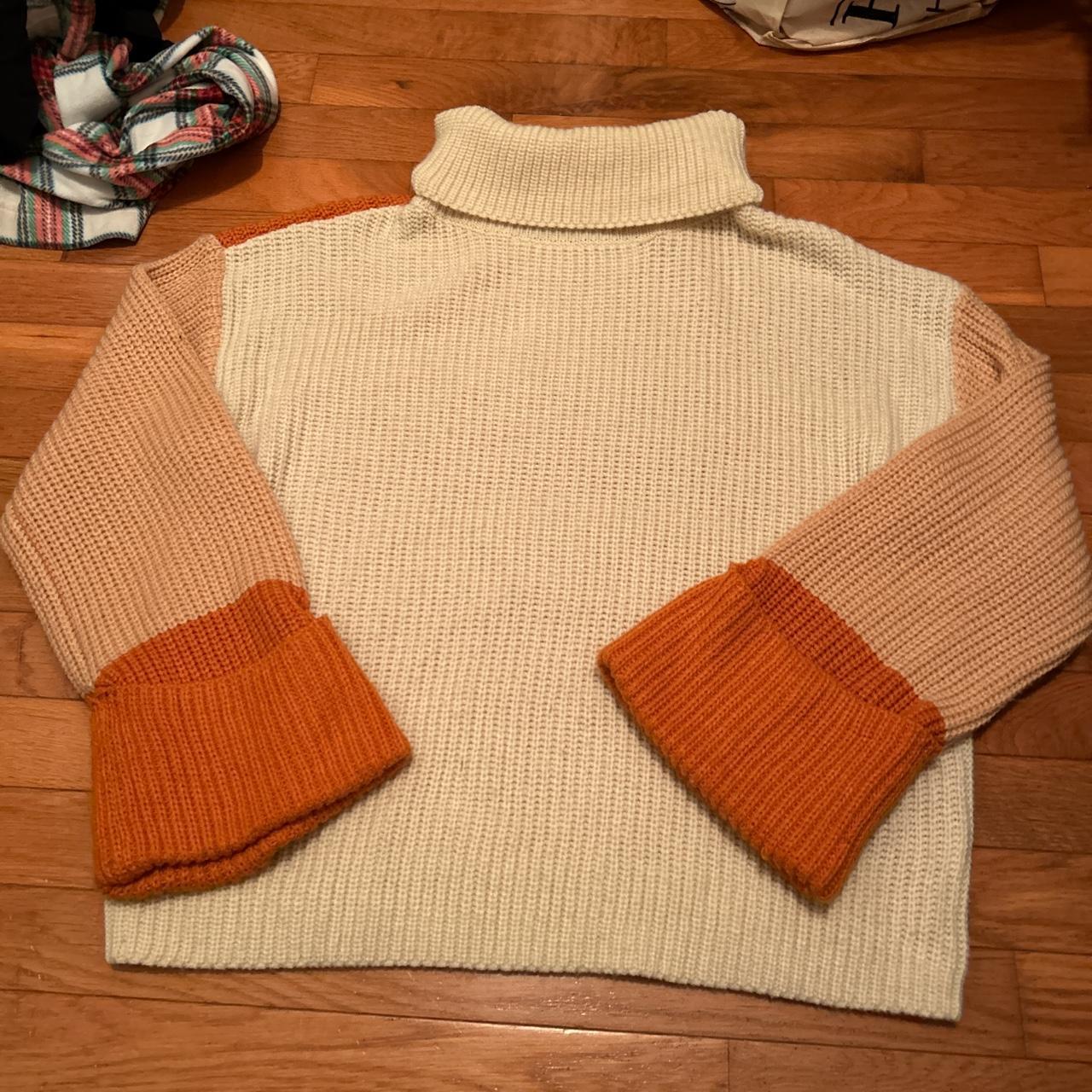 color block turtle neck sweater- simplee - Depop