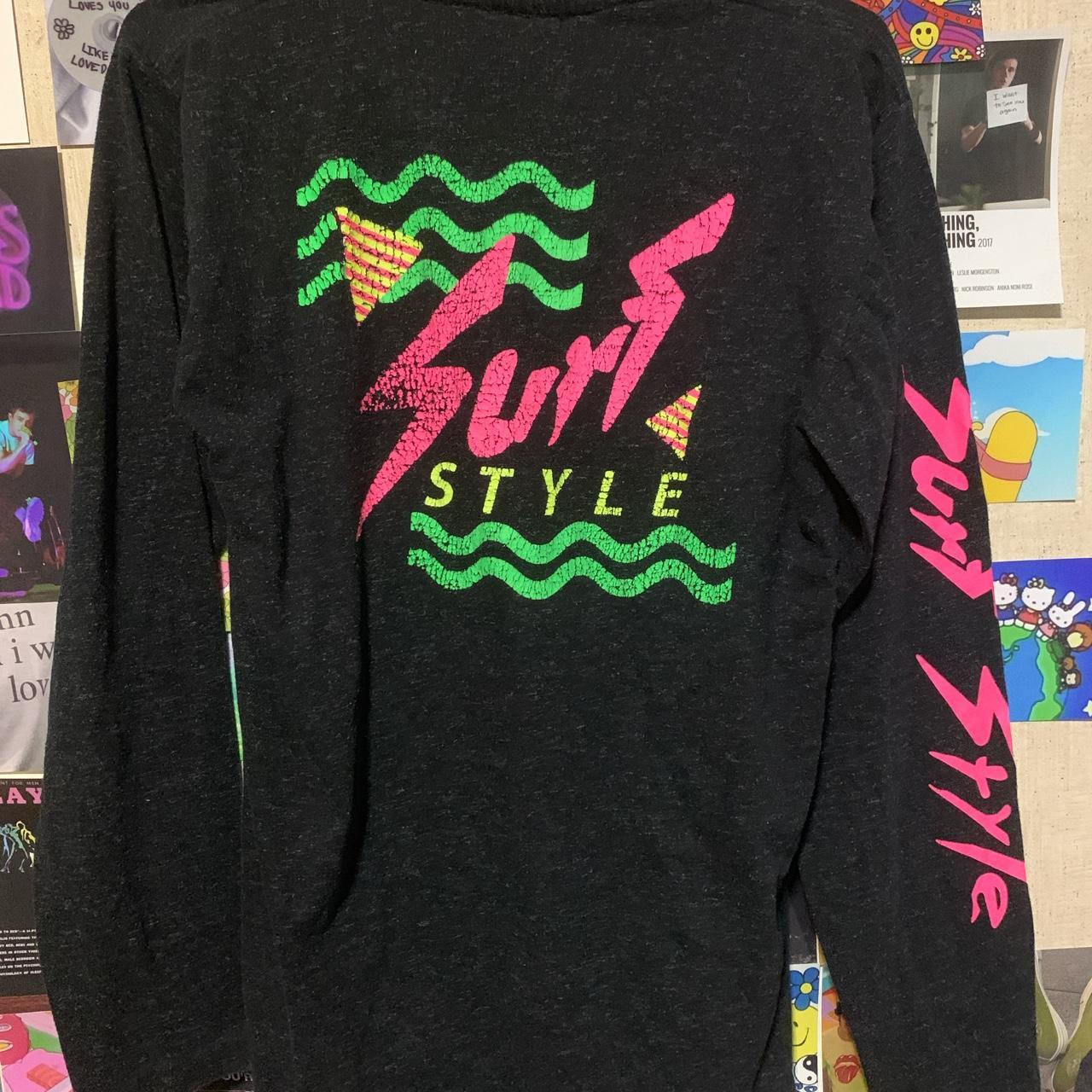 Surf style long sleeve shirt size M #80s #beach #neon - Depop