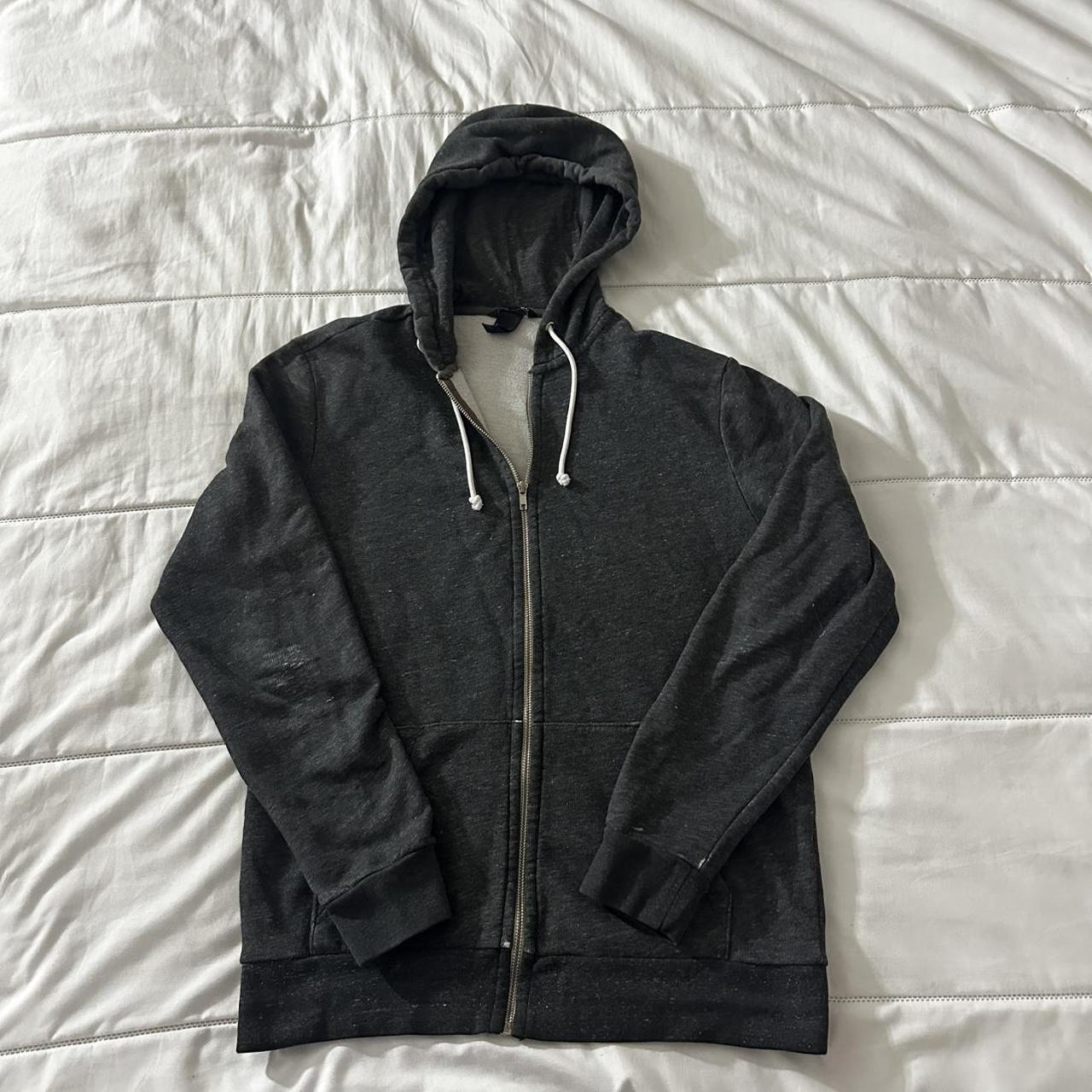 Vintage basic dark grey zip-up hoodie - some... | Depop